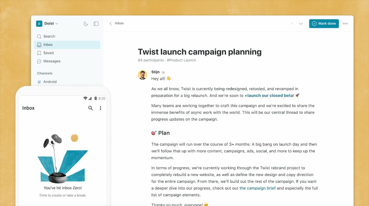 Twist: Organized work communication for flexible teams